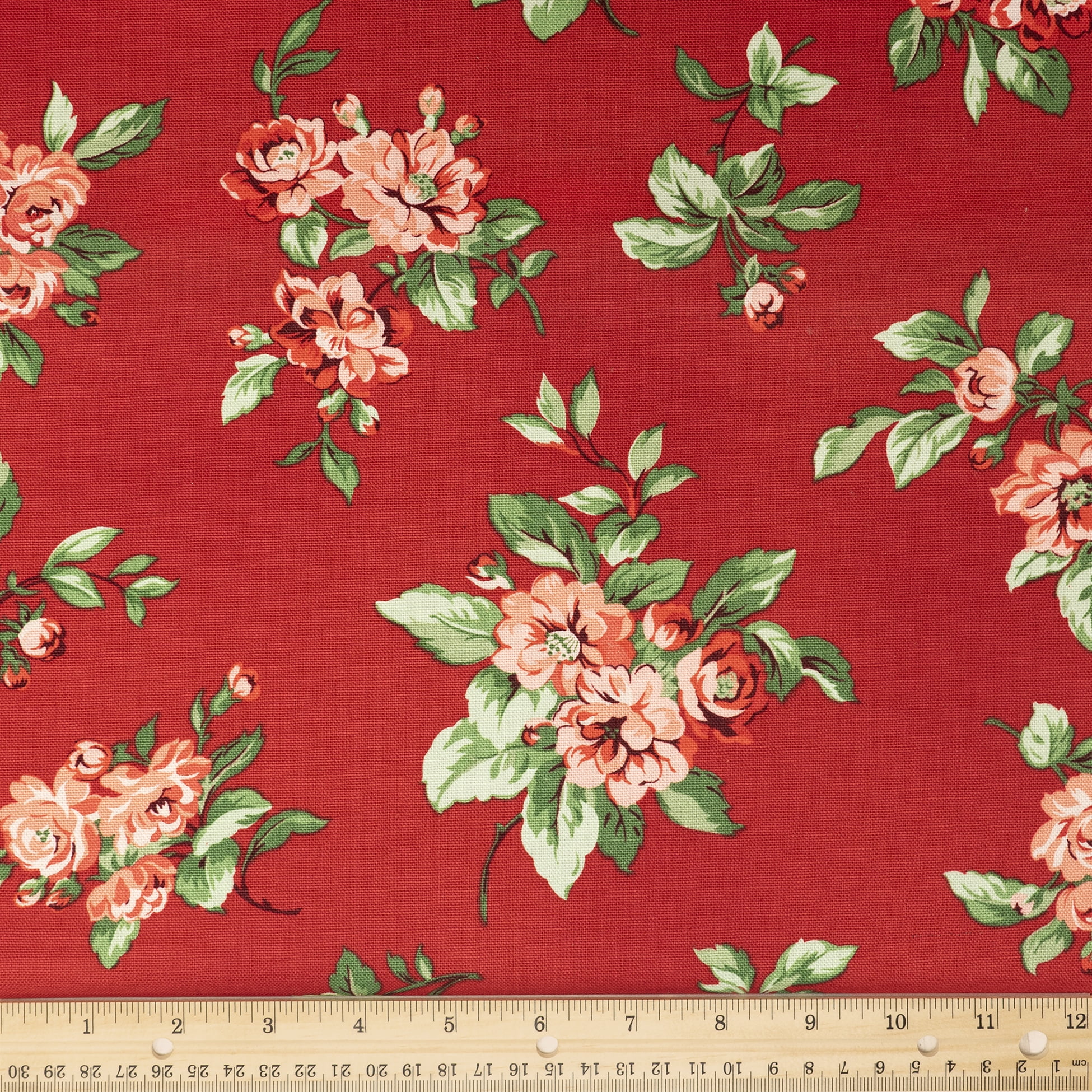 Waverly Inspirations Cotton Duck 54" Farmhouse Flower Red Color Sewing ...