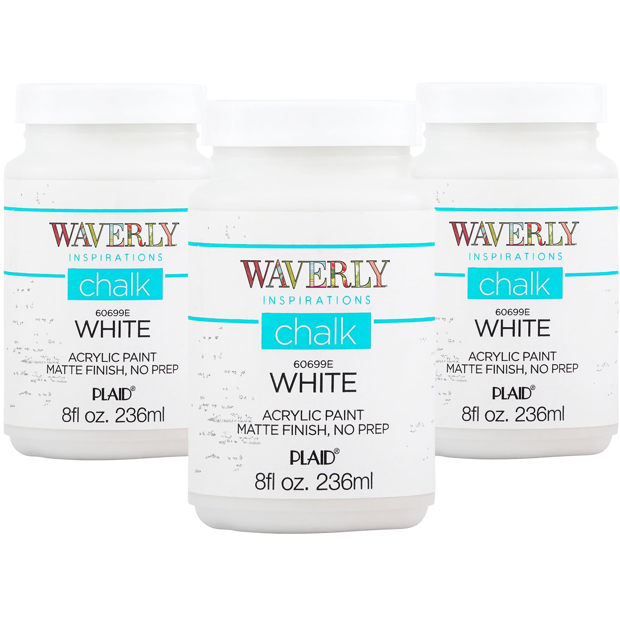 Waverly Inspirations White Matte Acrylic Craft Paint, 3 Pack, 8 fl oz ...