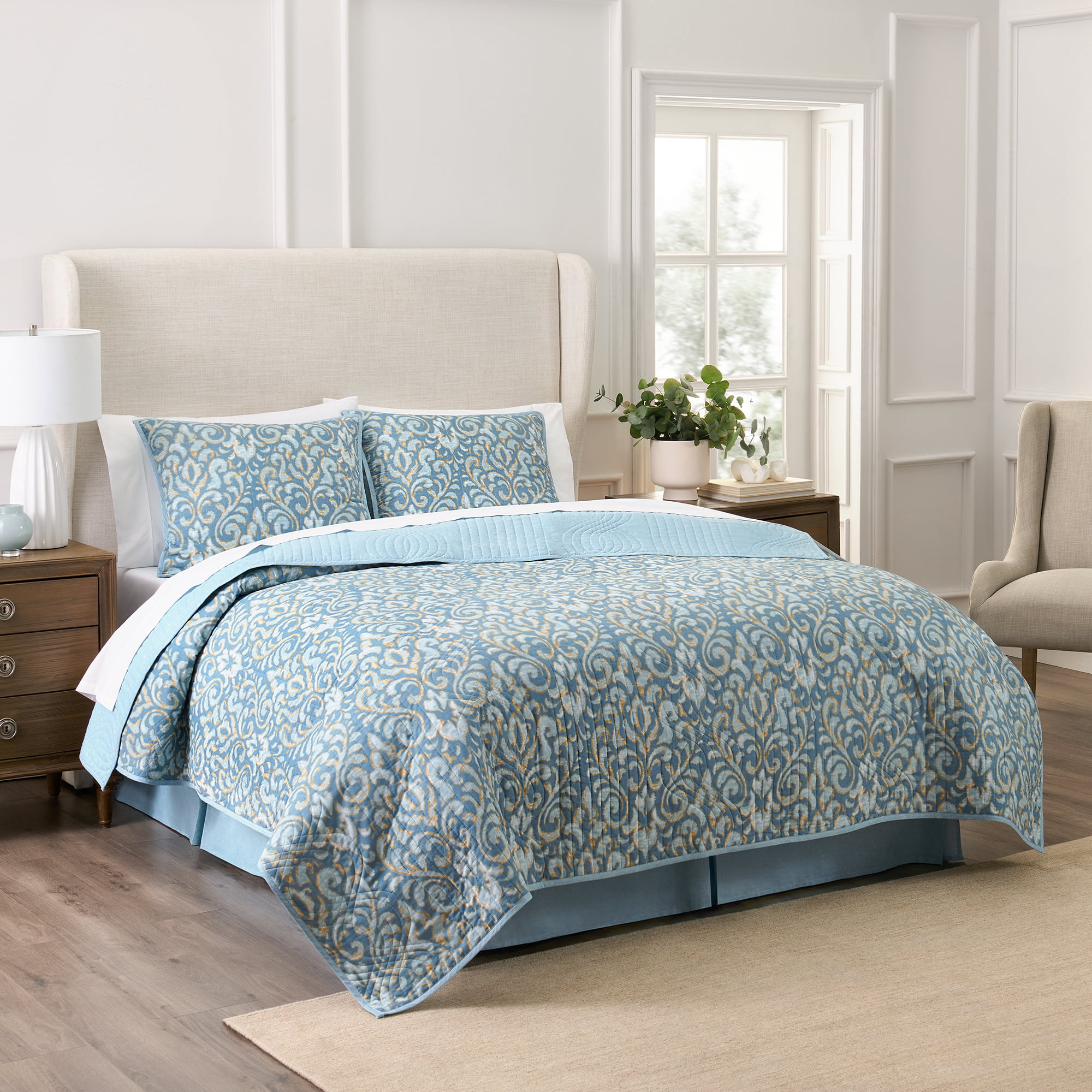 Waverly Kensington 4-Piece Quilt Set – Full/Queen - 100% Cotton Bedding ...