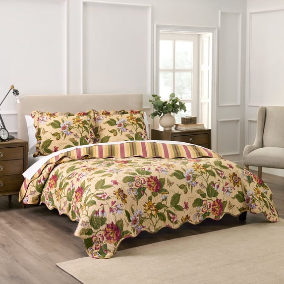 Waverly Laurel Spring 3-Piece Quilt Set – King - 100% Cotton ...
