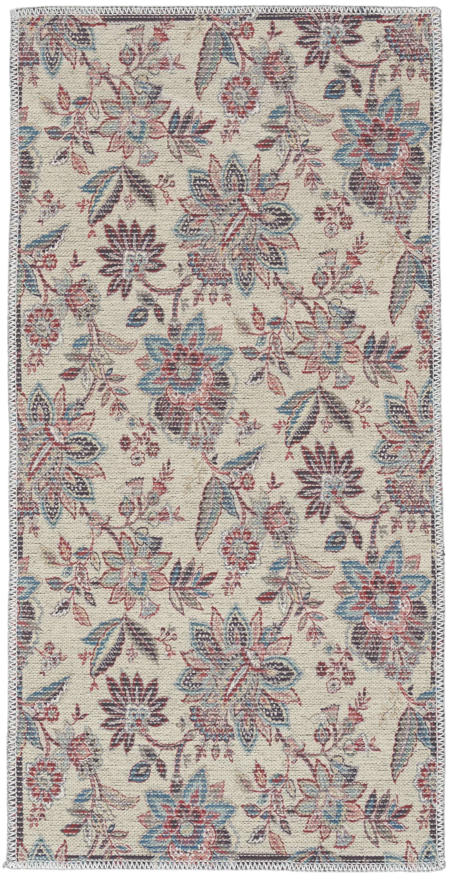 Waverly Machine Washable Floral Traditional Beige Area Rug, 2' x 4 ...