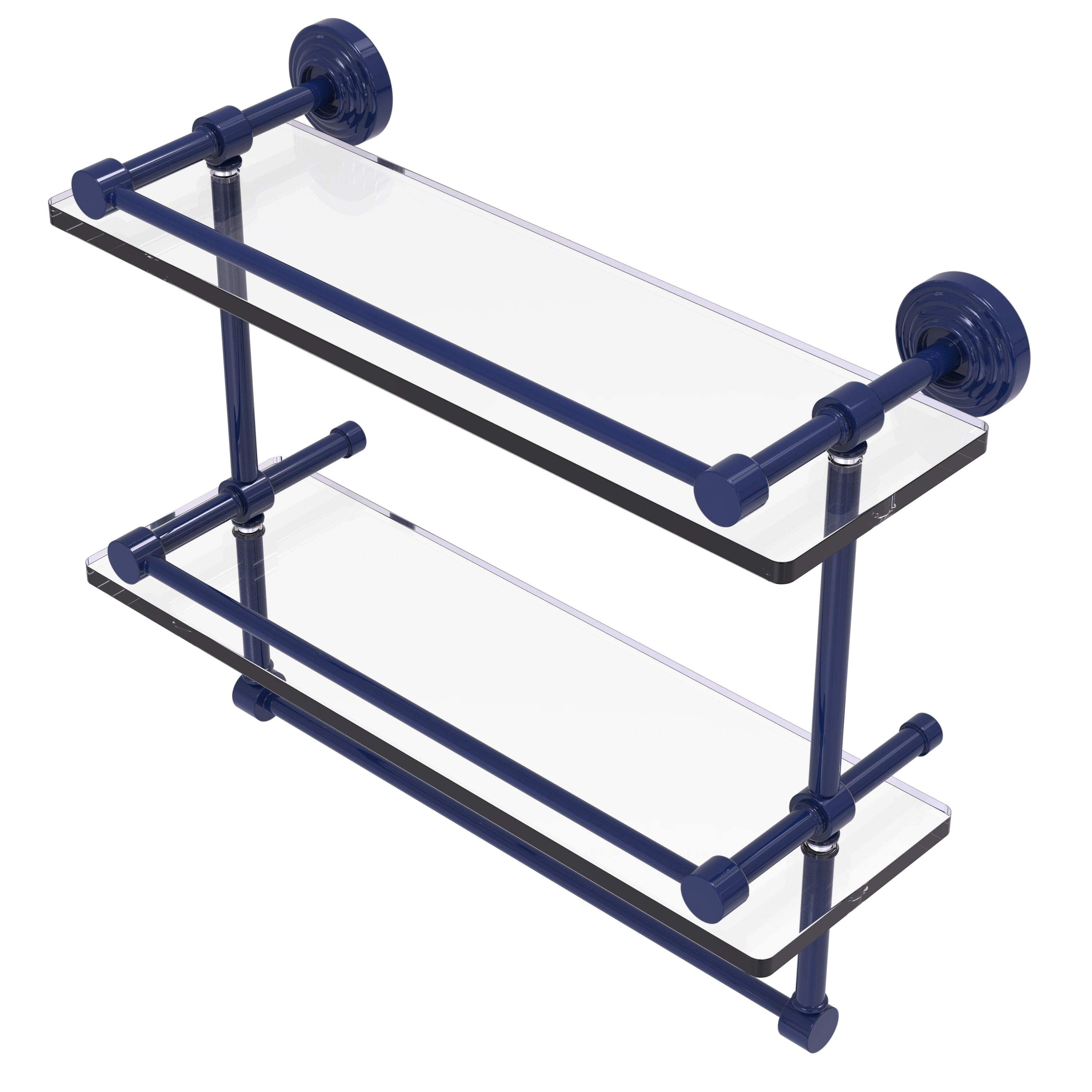 Waverly Place Collection Gallery Rail Double Glass Shelf with Towel Bar ...