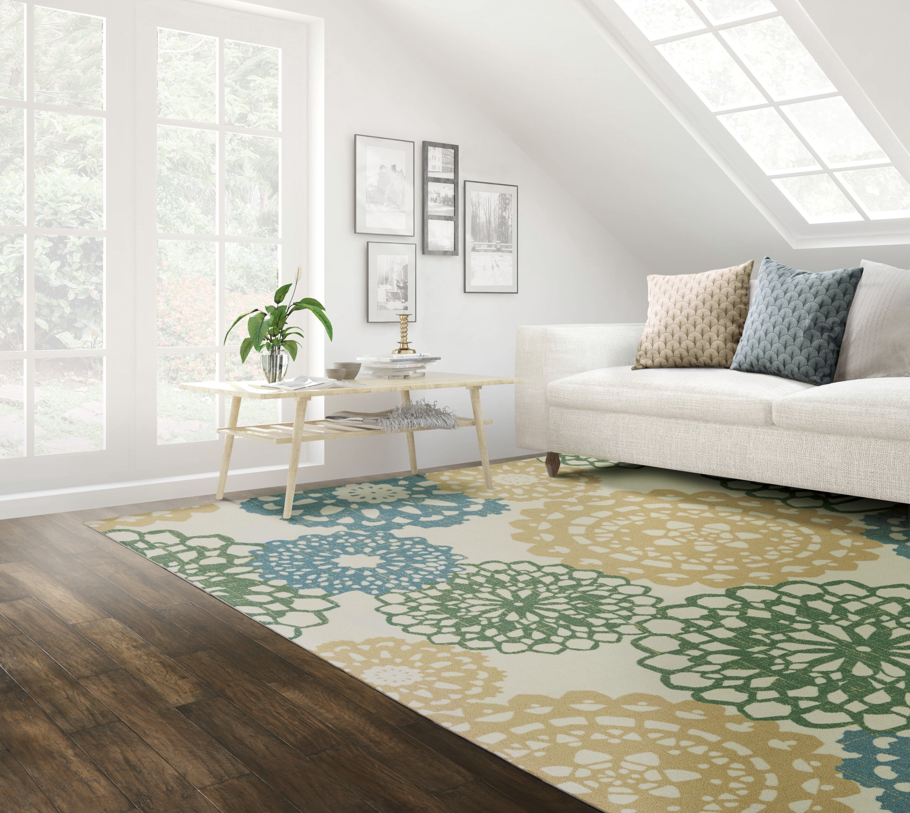 Waverly Sun N' Shade Indoor/Outdoor Ivory Gold 5'3" x 7'5" Area Rug ...