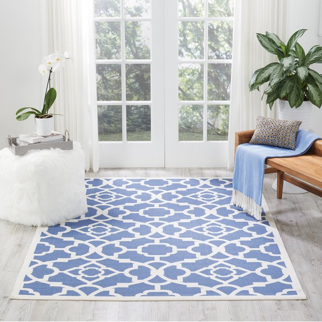 Waverly Sun N' Shade Indoor/Outdoor Lapis 5'3" x 7'5" Area Rug, (5x7 ...