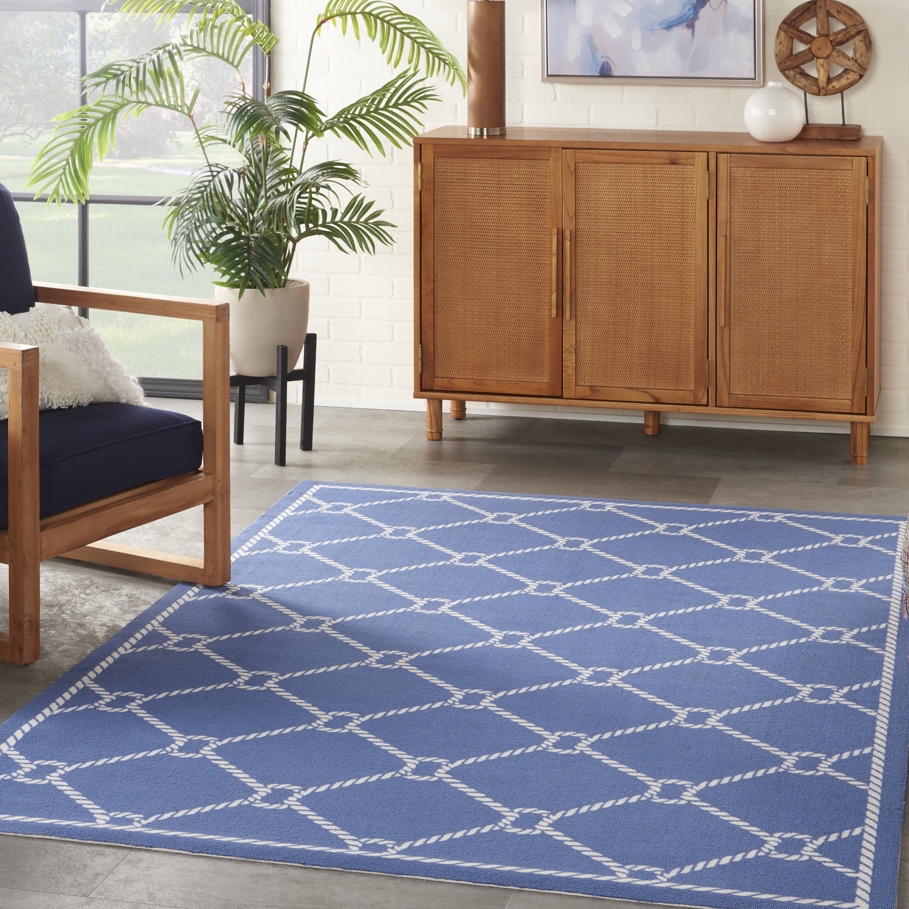 Waverly Sun N' Shade Indoor/Outdoor Navy 5'3" x 7'5" Area Rug, (5x7 ...
