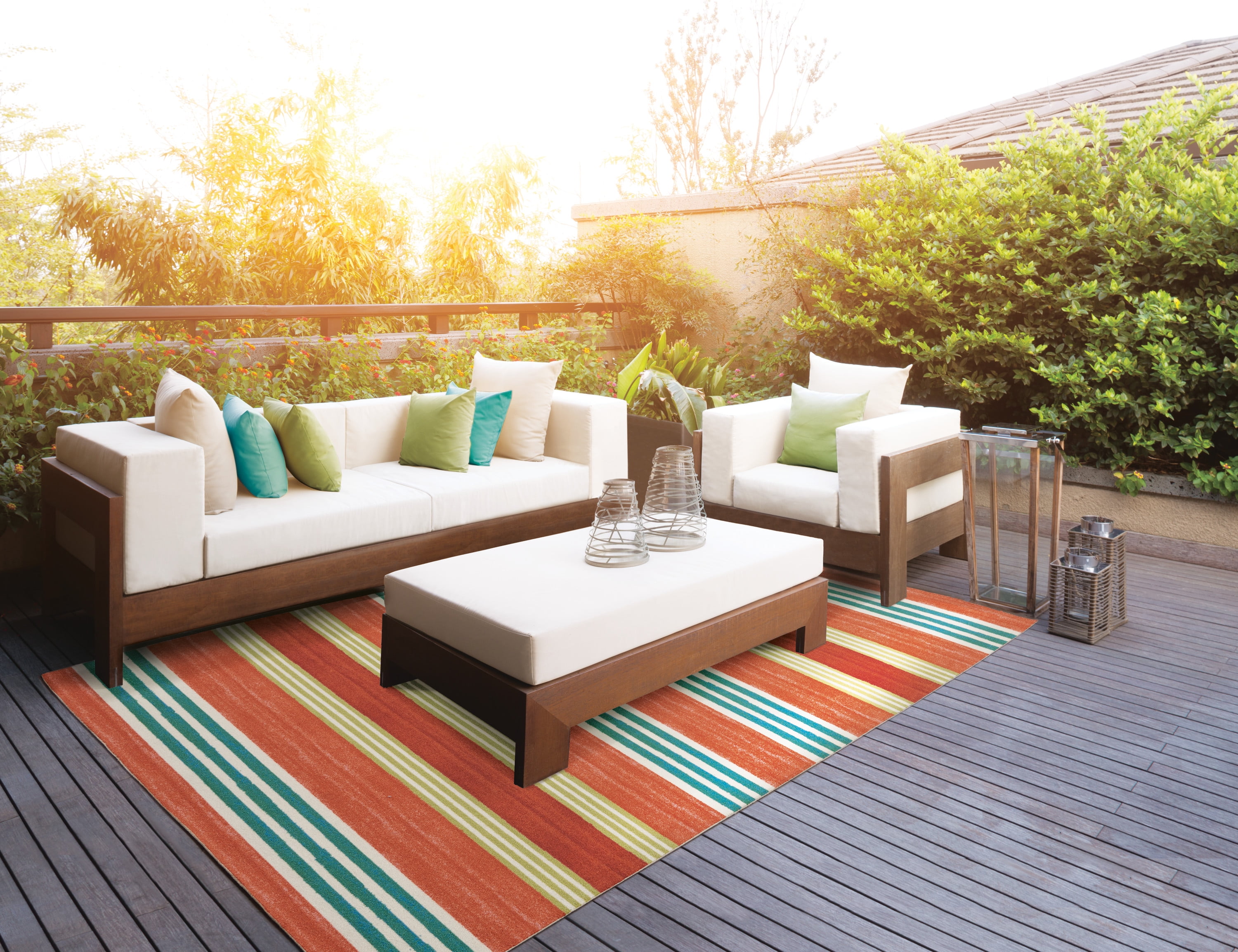 Waverly Sun N' Shade Indoor/Outdoor Orange 5'3" x 7'5" Area Rug, (5x7 ...