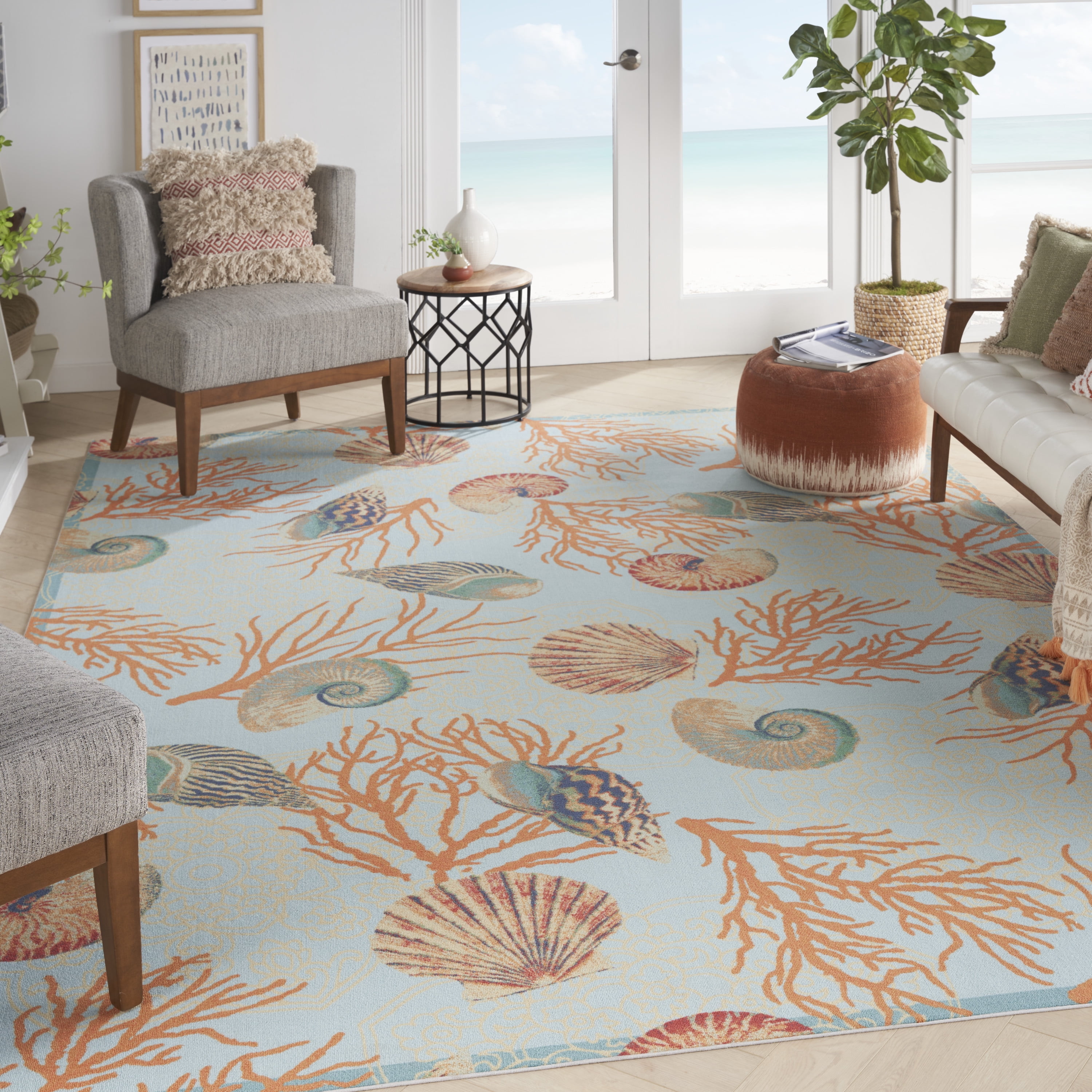 Waverly Sun N' Shade Shore Thing Light Blue 7'9" x 10'10" Area Rug ...