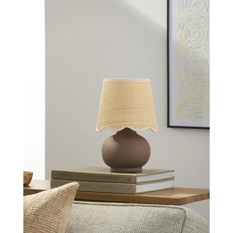 Waverly Table Lamp with Scalloped Shade, Accent Table Lamp, Ceramic ...