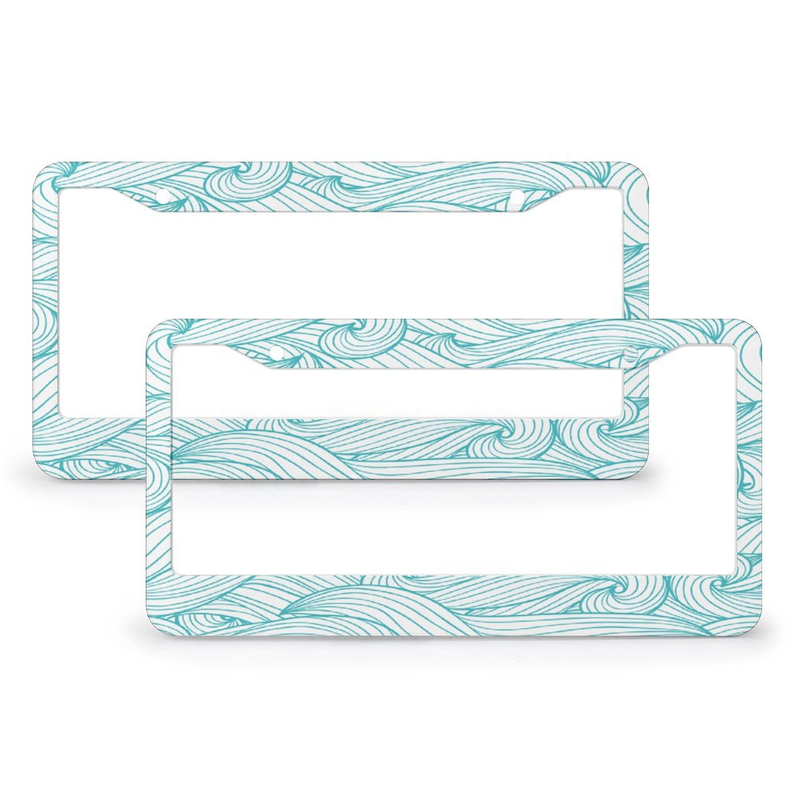 Waves And Clouds License Plate Frames - 2 Pack Metal Tag Frame Car ...
