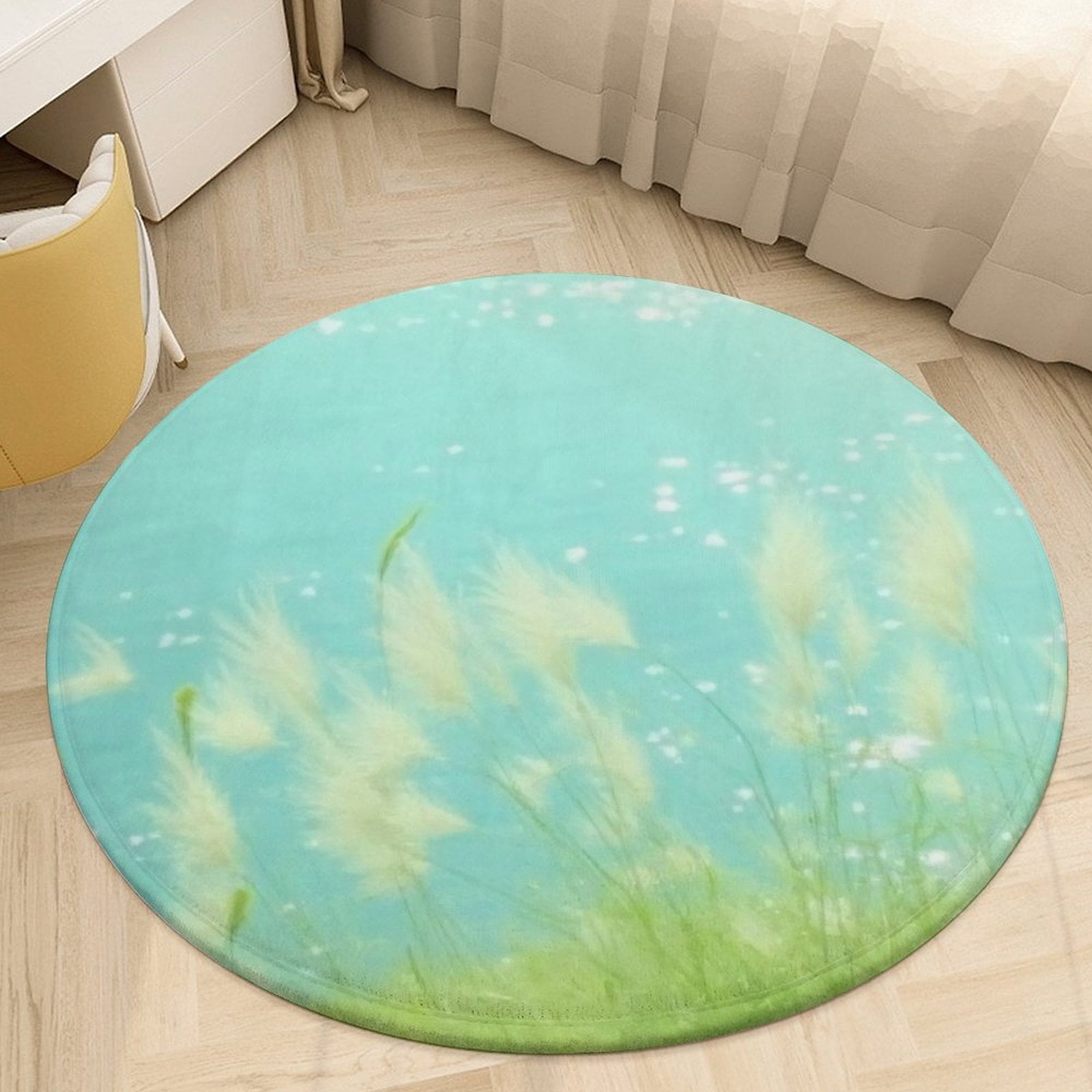 Waves And Grass Landscape Round Area Rugs for Bedroom Living Room, 6FT ...