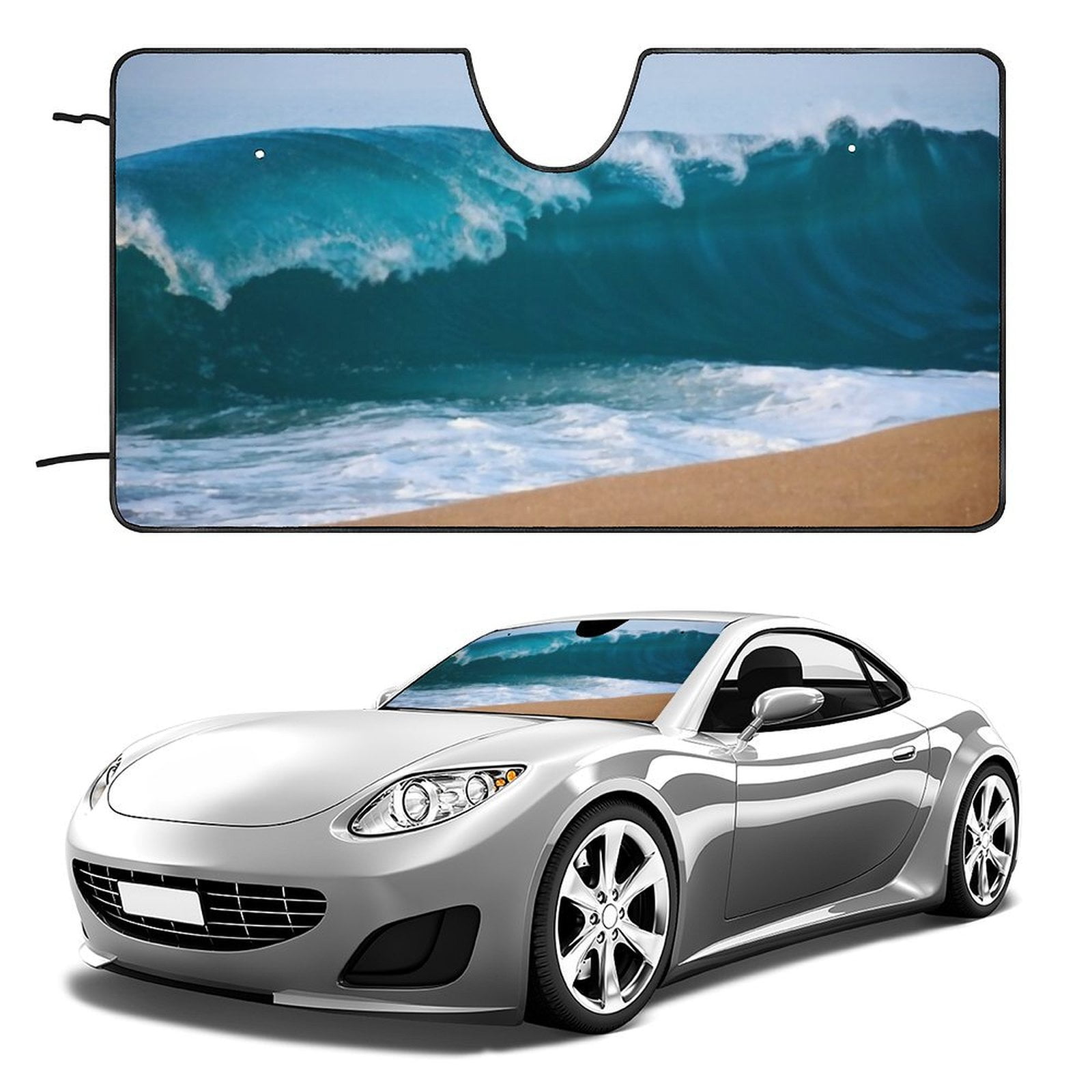 Waves Beach Car Sun Shade Windshield Folding Block Sun Visor Auto ...