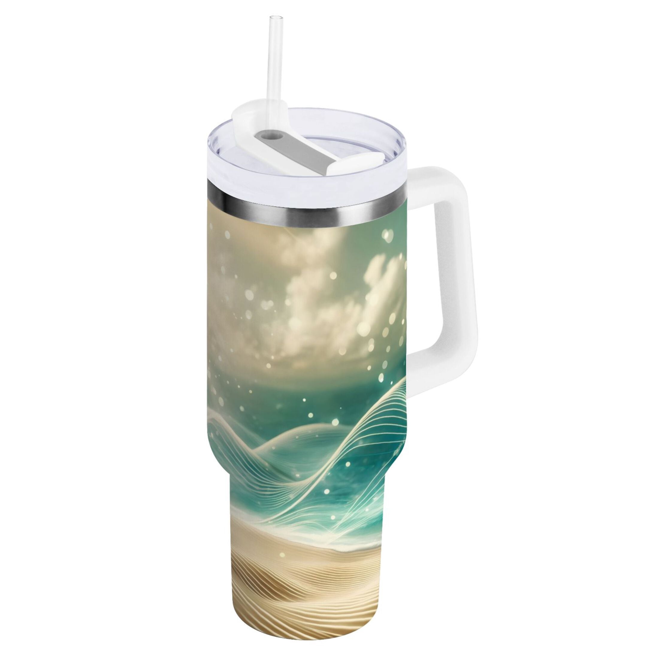 Waves Beach Tree 30 oz Tumbler with Handle and Straw Lid Vacuum ...