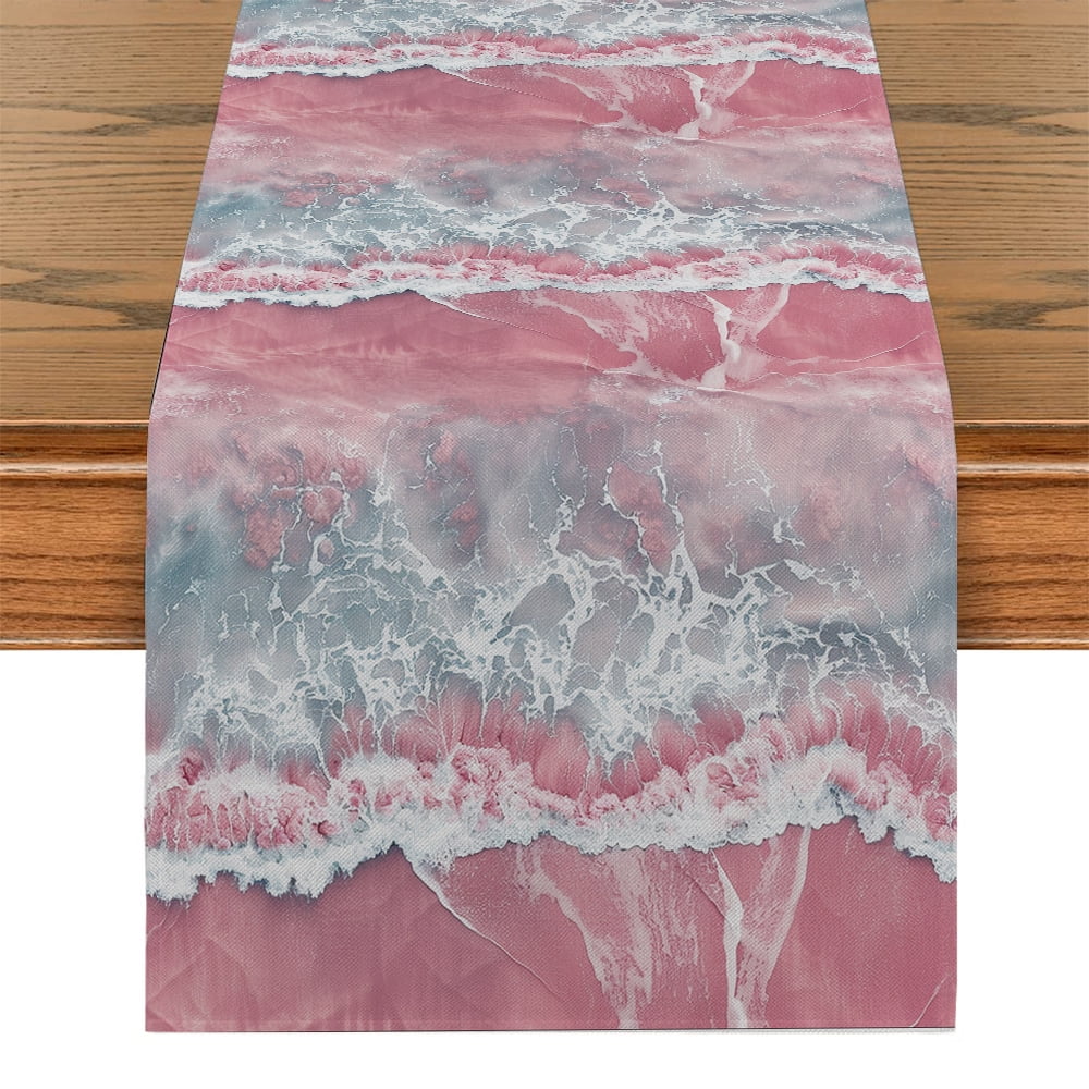 Waves Beach Watercolor Table Runners Dresser Table r Farmhouse Dining ...