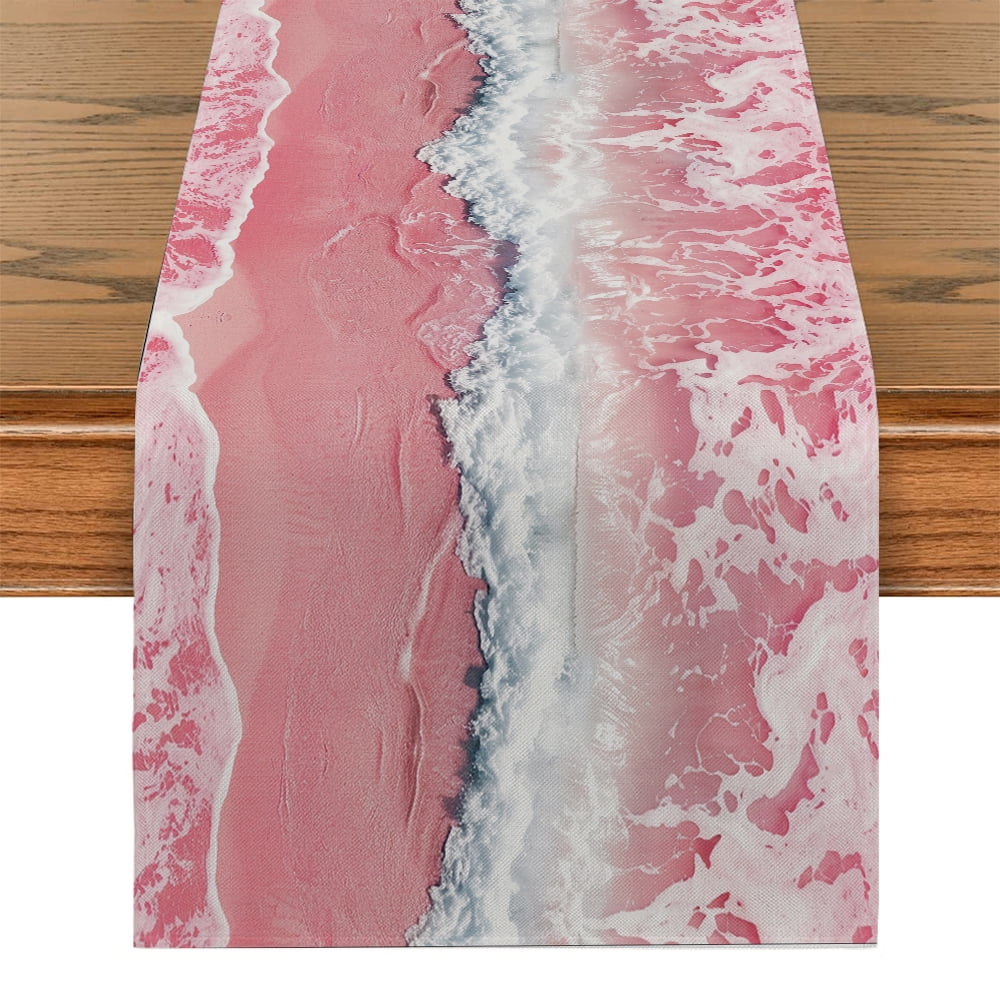 Waves Beach Watercolor Table Runners Dresser Table r Farmhouse Dining ...