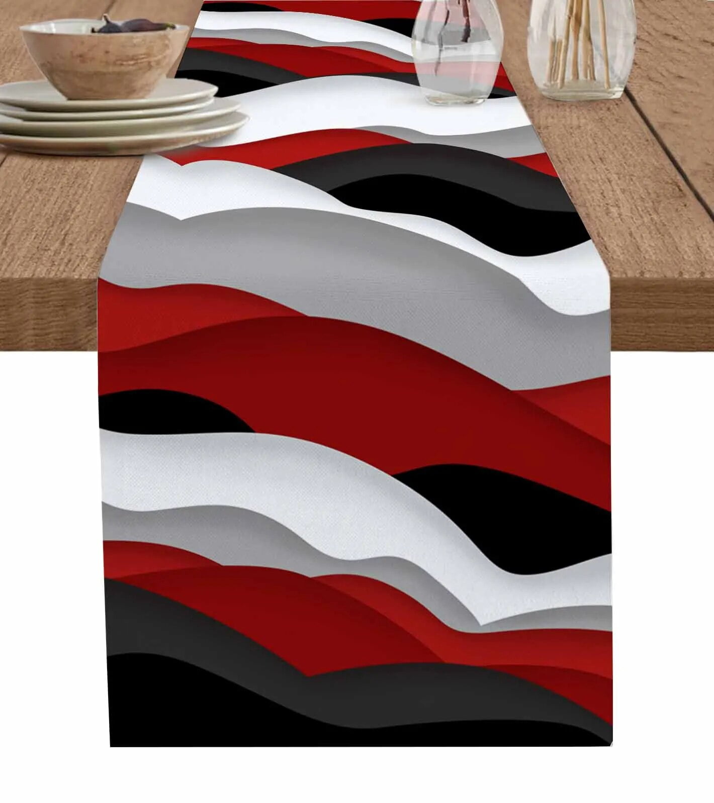 Waves Black Red Gradient Table Runner Wedding Decor Table Runner Home ...