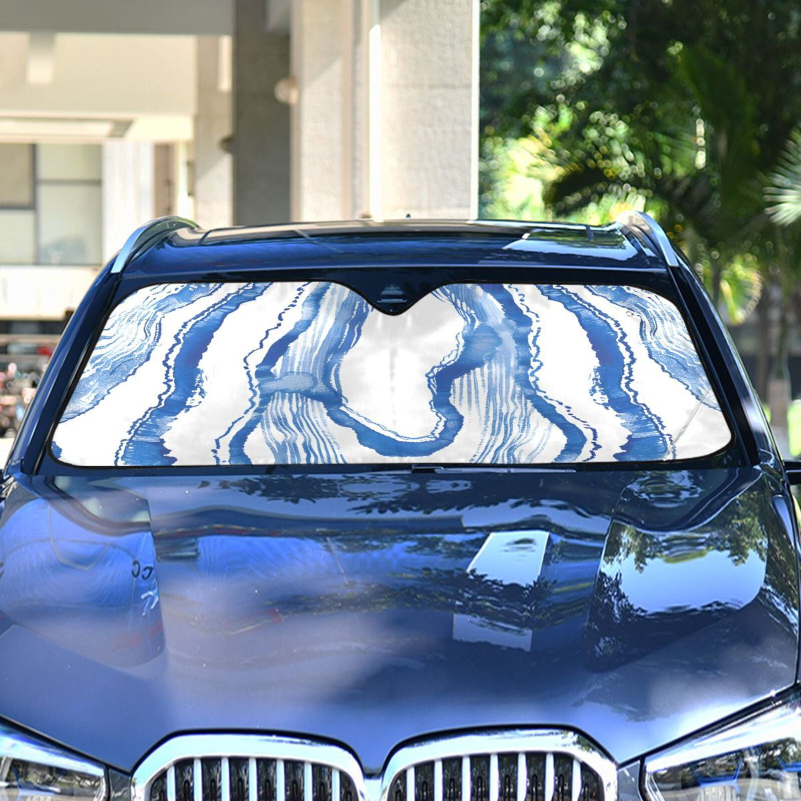 Waves Blue White Line Automotive Front Car Windshield Sun Shade ...