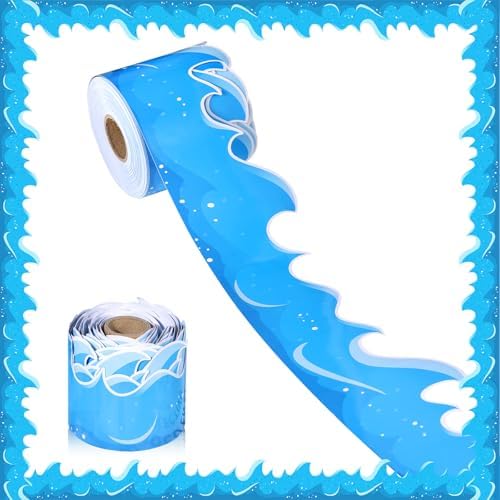 Waves Bulletin Board Borders, 1 Roll Blue Ocean Waves Borders for ...