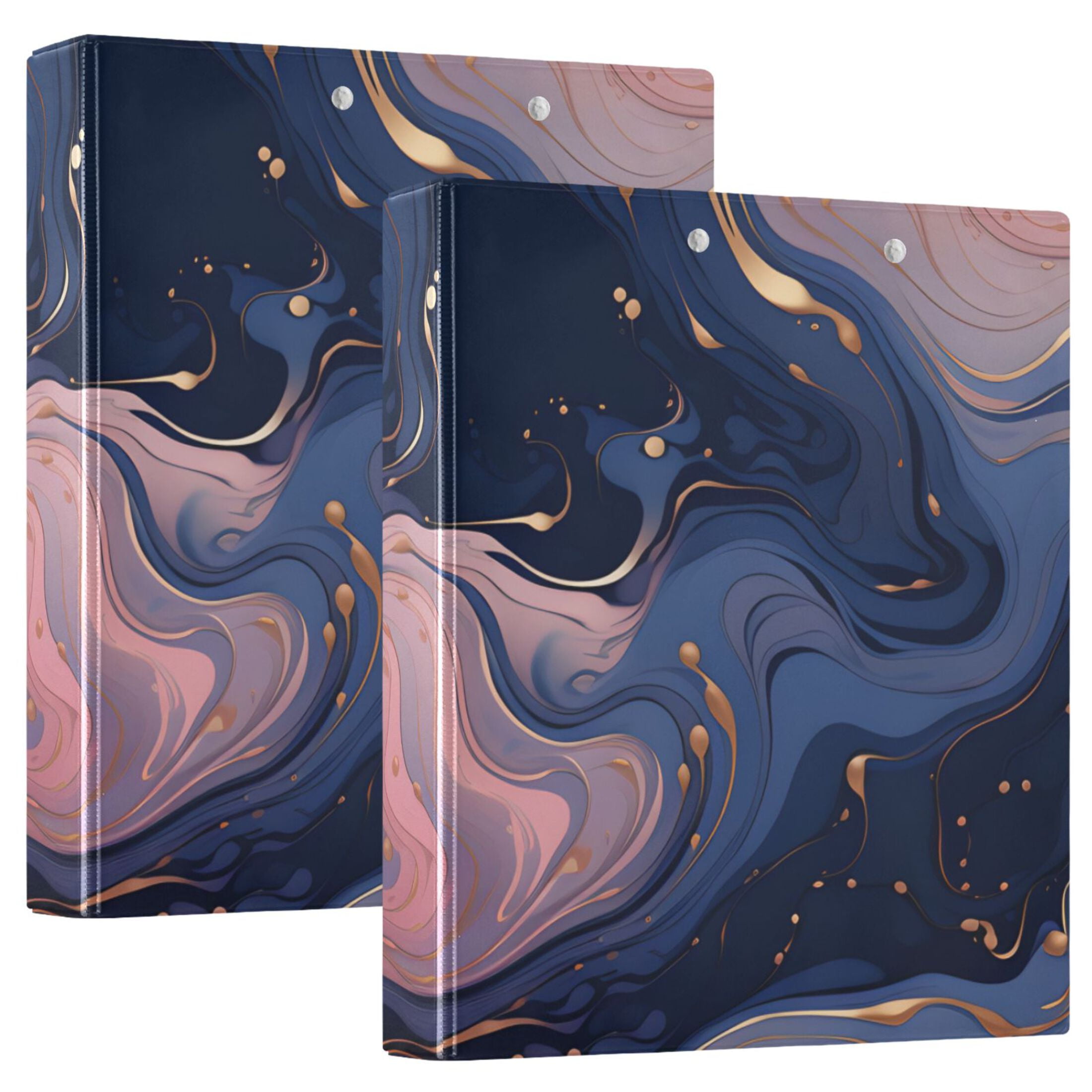 Waves Curves Pink Blue 3 Ring Binders 1.5 inch Hardcover File Folders ...