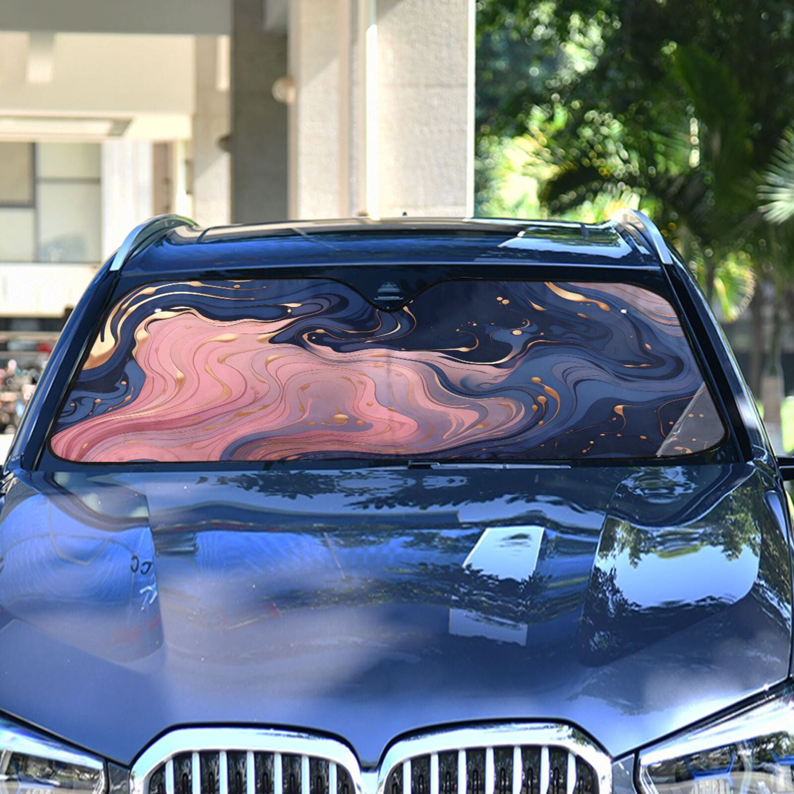 Waves Curves Pink Blue Automotive Front Car Windshield Sun Shade ...