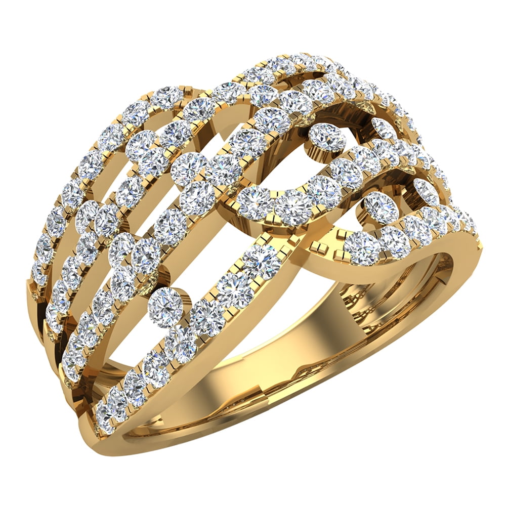 Waves Diamond Rings Anniversary 18K Gold 1 CT TW (G,VS) - Walmart.com