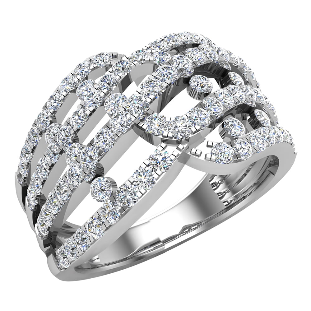 Waves Diamond Rings Anniversary 18K White Gold 1 CT TW (G,VS) - Walmart.com