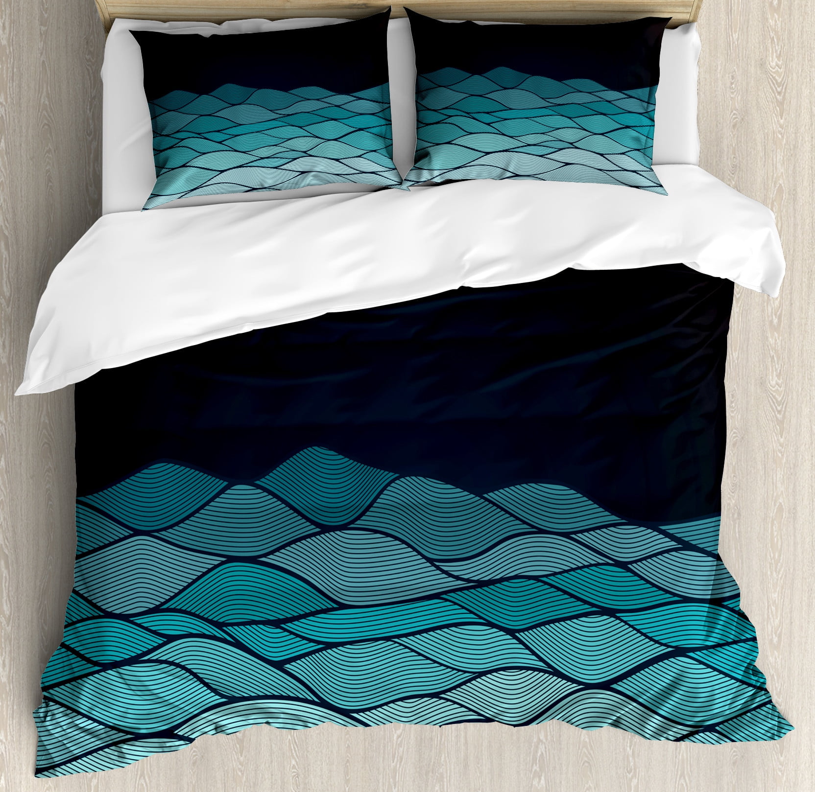 Waves Duvet Cover Set, Sea Pattern Ocean Fluid Dynamics Body of Water ...