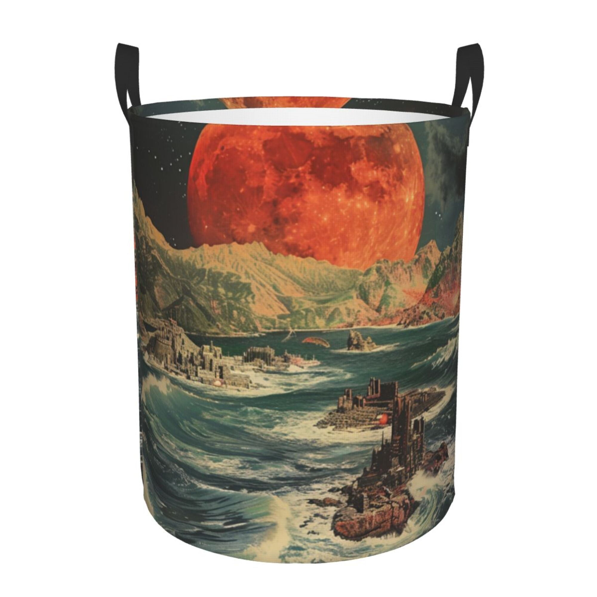 Waves Horror Mountain Original Design Laundry Hamper Small Storage ...