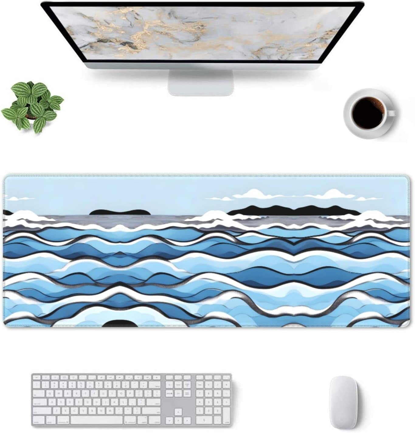 Waves Lapping at The Rocks 31.5x11.8 inch Extra Large Gaming Mouse pad ...