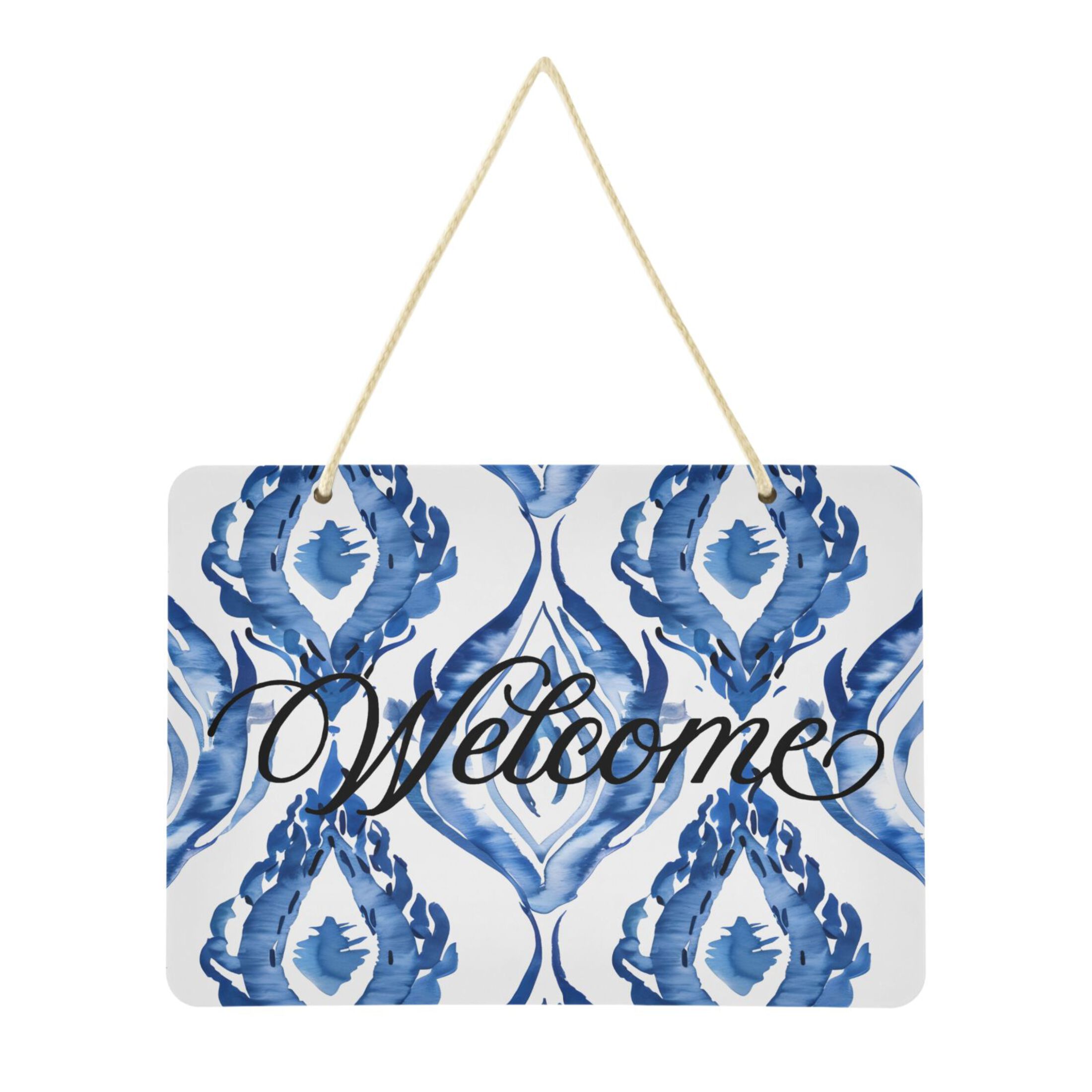 Waves Line Art Welcome Sign Front Door PVC 14x10 inch Hanger Hello Sign ...