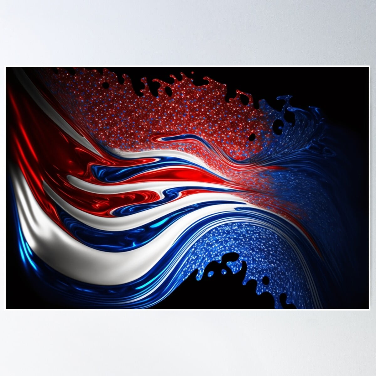 Waves Of Colors In Red, Blue And White Poster Wall Art, Modern Wall ...