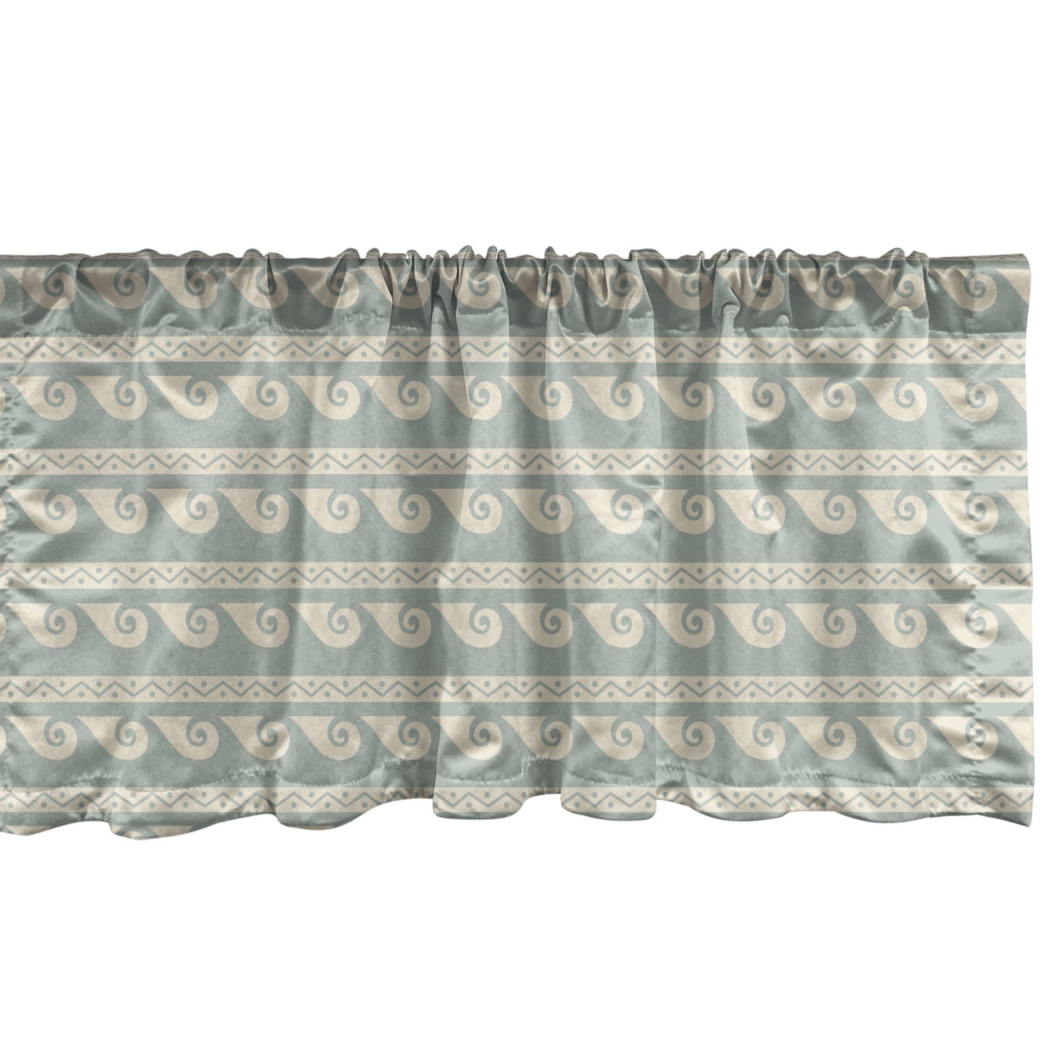Waves Window Valance Pack of 2, Continuous Greek Design Wavy Sea ...