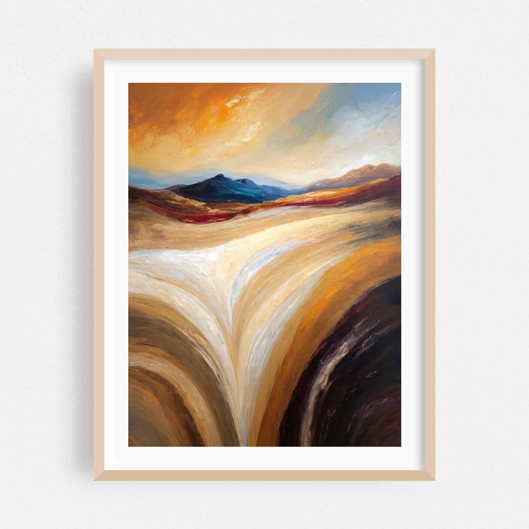 Waves of Earth and Fire - Digital Art Abstract Landscape Mountain ...