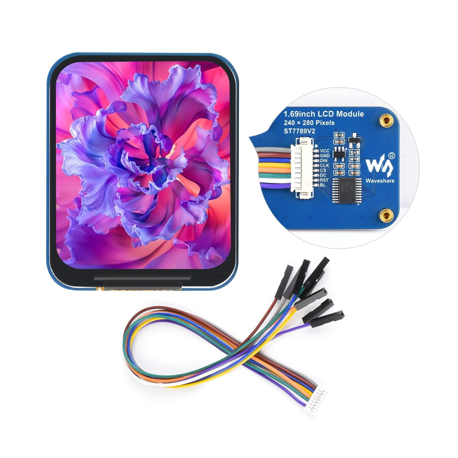 Waveshare 1.69inch LCD Display KEF16 Module, Compatible with Arduino/Raspberry Pi/Pi Zero/ESP32 ...