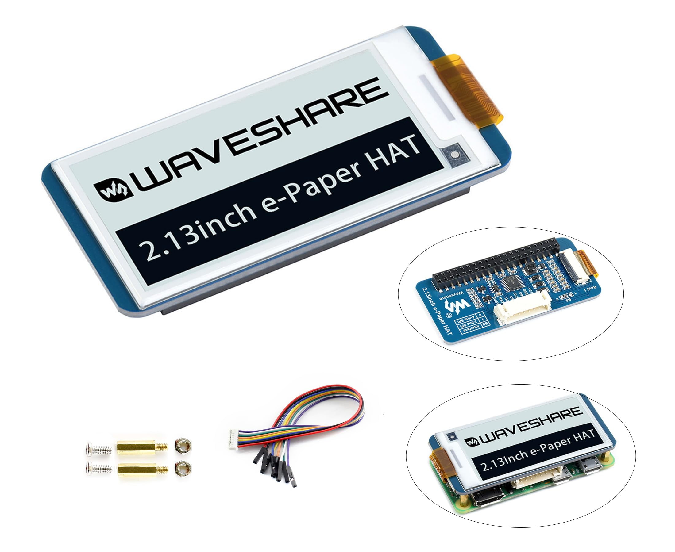 Waveshare 2.13inch E-Ink Display RRF12 HAT 250x122 Pixel for Raspberry Pi 5/4B/3B+/3B/2B/Zero W ...