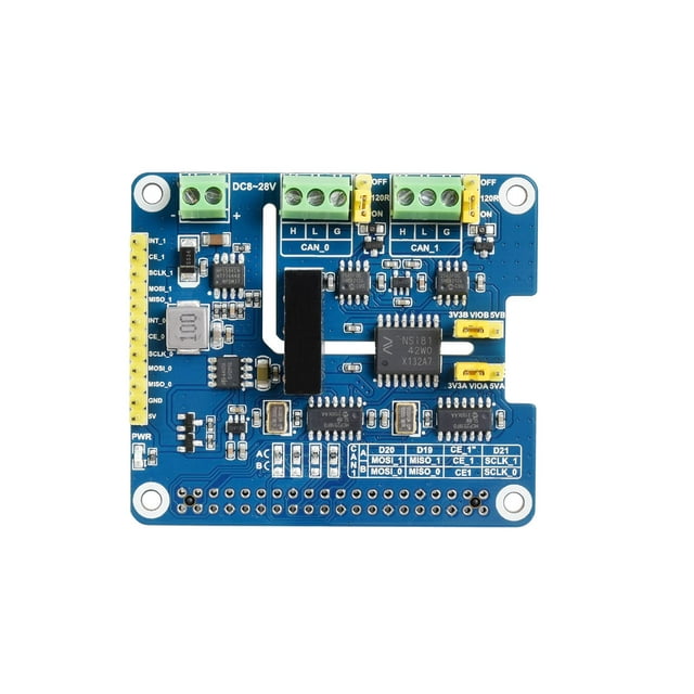 Waveshare 2-Channel Isolated CAN RRF12 FD Expansion HAT, Compatible with Raspberry Pi 5/4B/3B ...