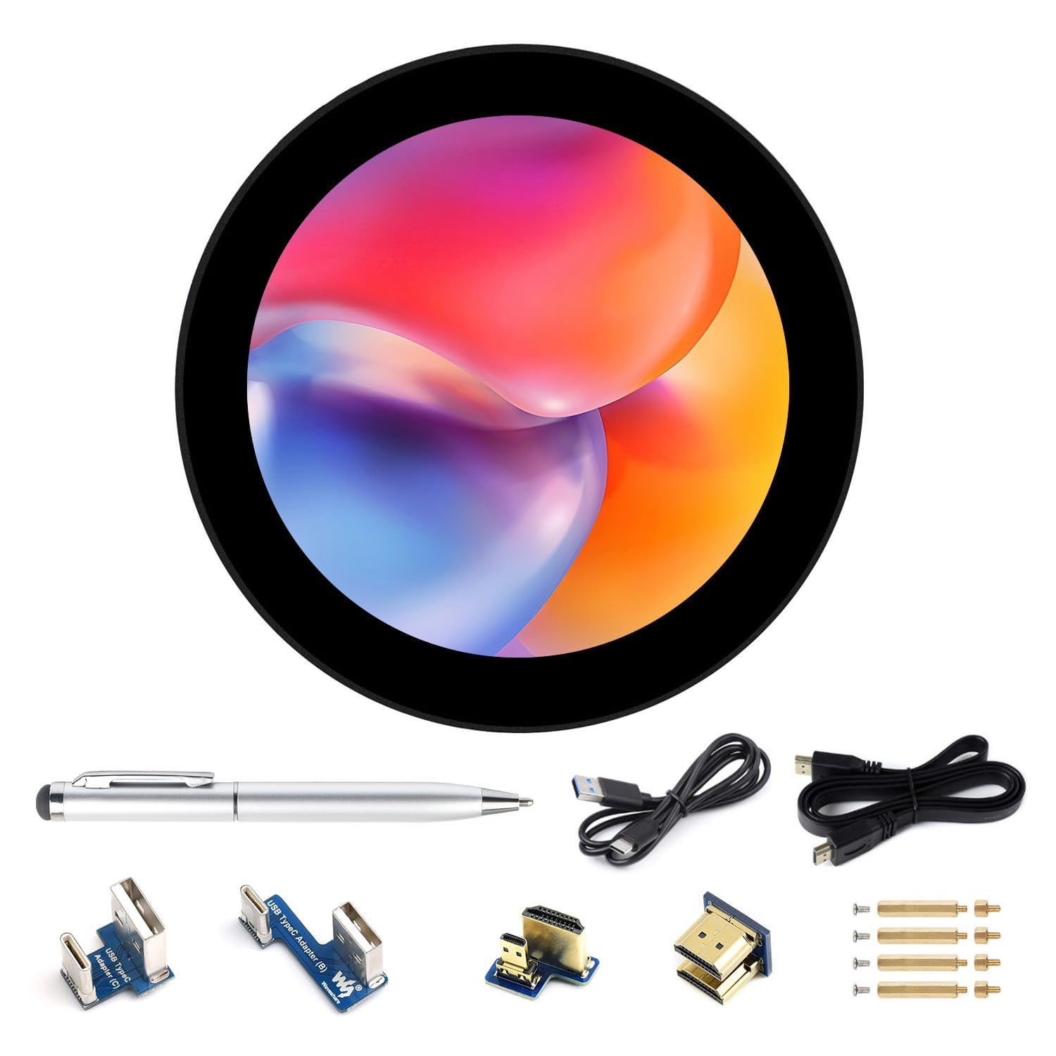 Waveshare 3.4inch HDMI Round Touch Display, 800Ã—800 Resolution, IPS, 10-Point Touch, Compatible ...