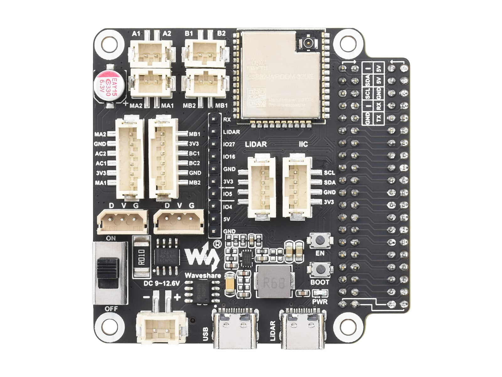Waveshare General Driver Board for Robots, Compatible with Raspberry Pi and Jetson Nano, Based ...