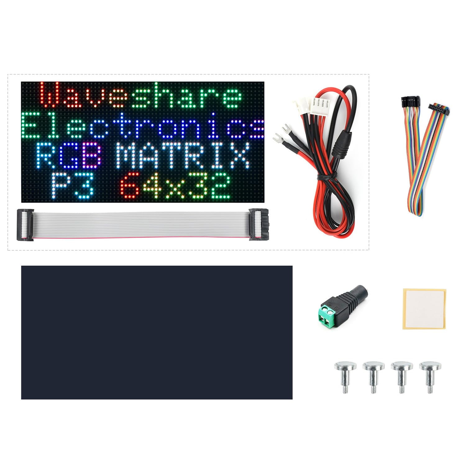 Waveshare RGB Full-Color LED RRF12 Matrix Panel 64×32 Pixels Display Screen 2048 Individual LEDs ...