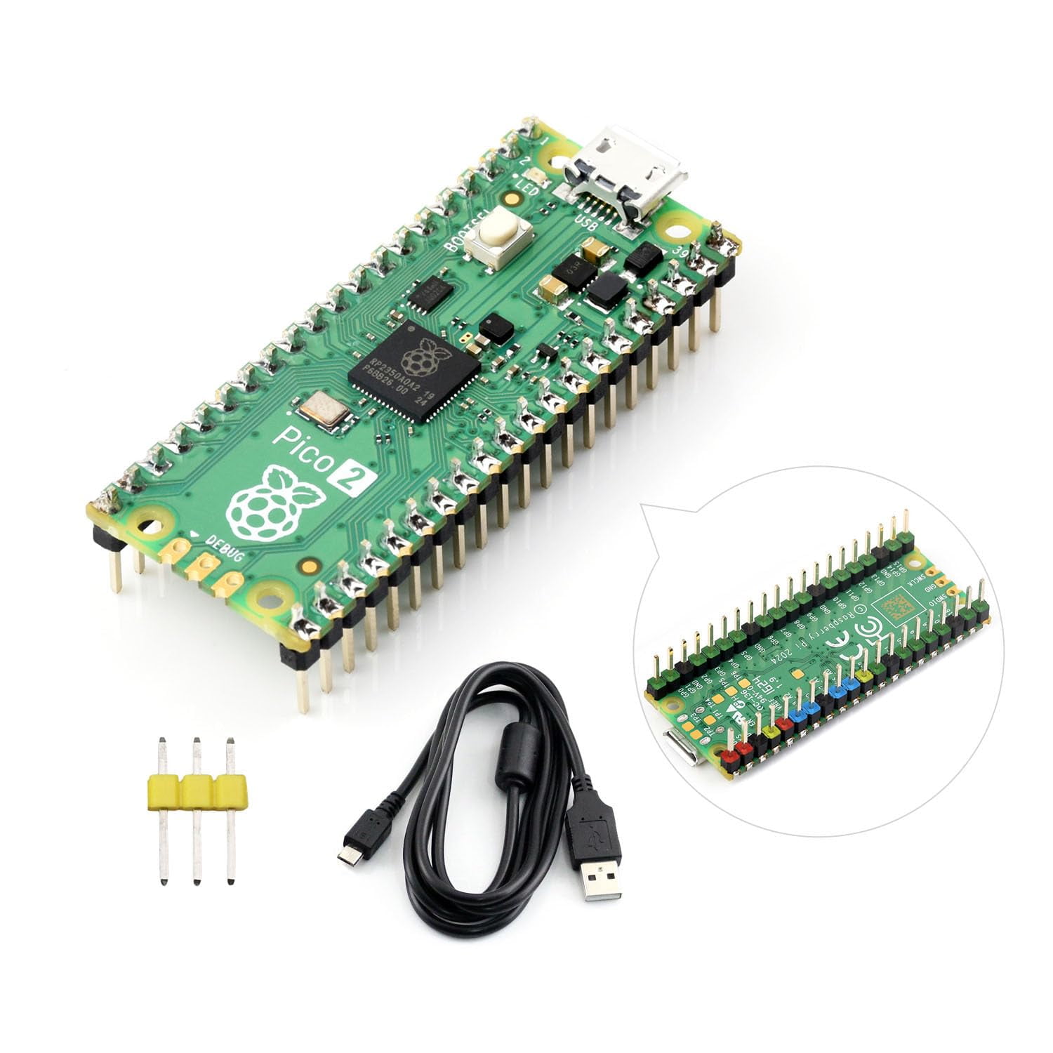 Waveshare Raspberry-Pi-Pico-2-CC, Compatible with KEF16 Raspberry Pi Pico 2 Microcontroller ...