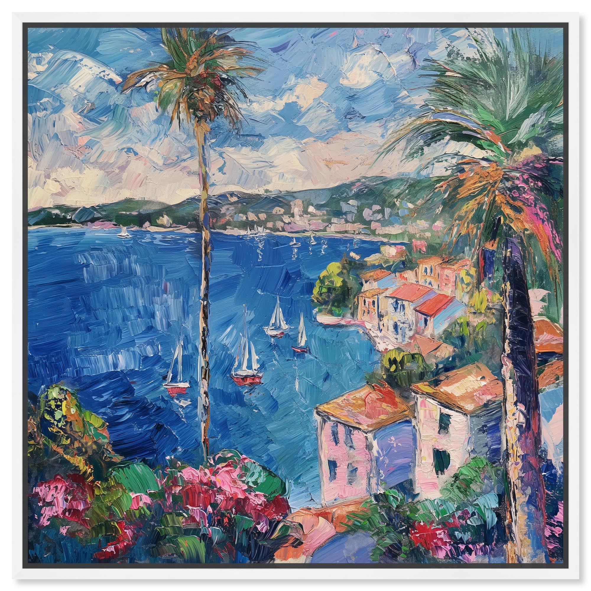 Waveside Whimsy Canvas Classic Coastal Art by Art Remedy, White Frame ...