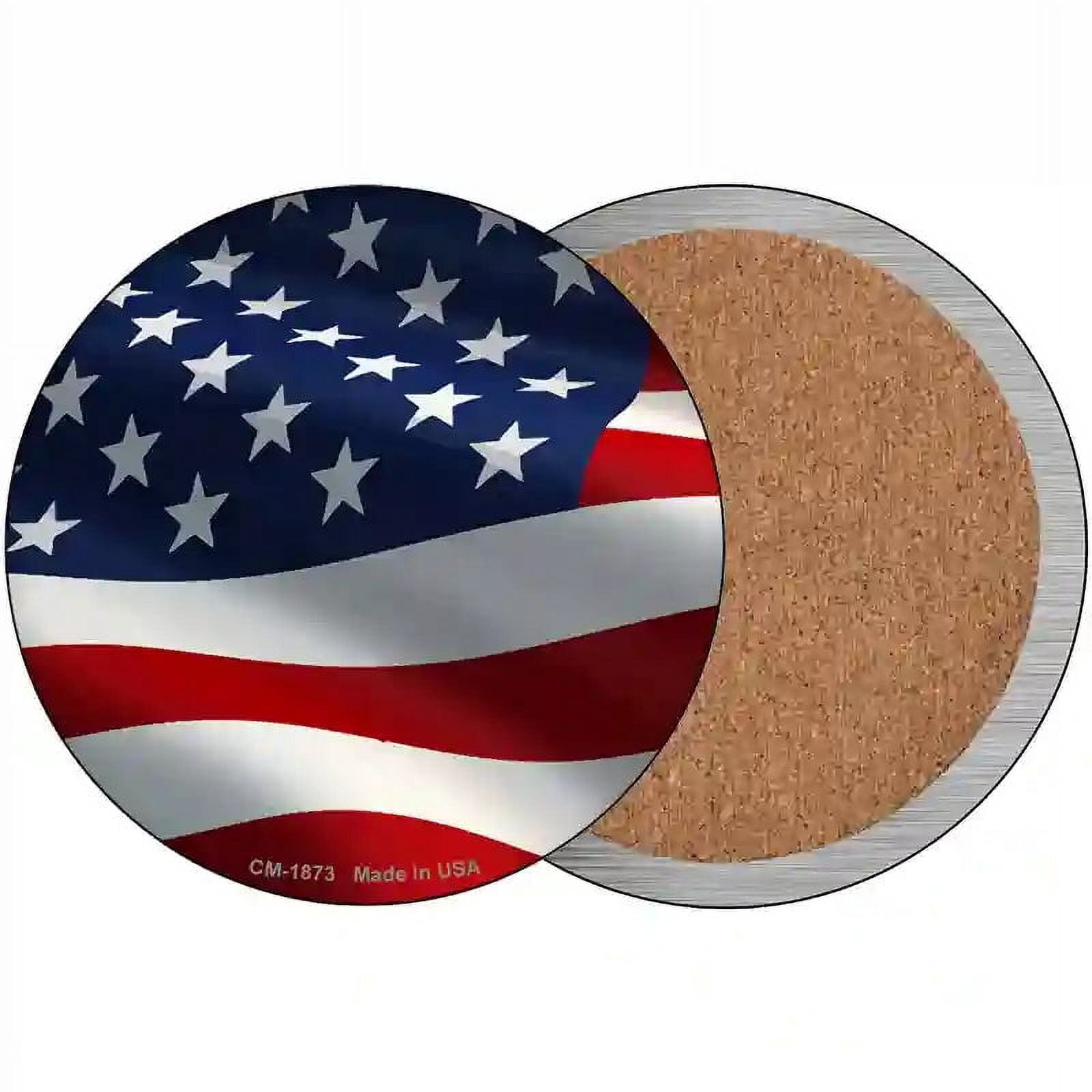 Waving American Flag Novelty Circle Coaster Set of 4 CC-1873 3.5 ...