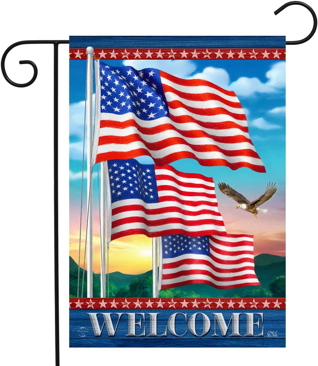 Waving American Flags Welcome Garden Flag Patriotic Eagle - Walmart.com