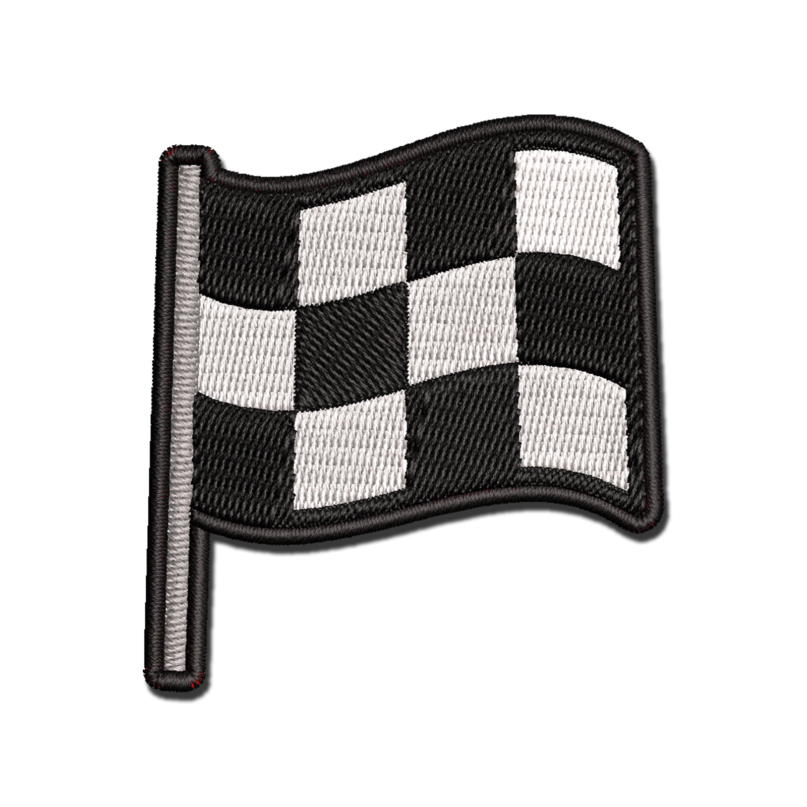 Waving Checkered Flag Applique Multi-Color Embroidered Iron-On Patch ...