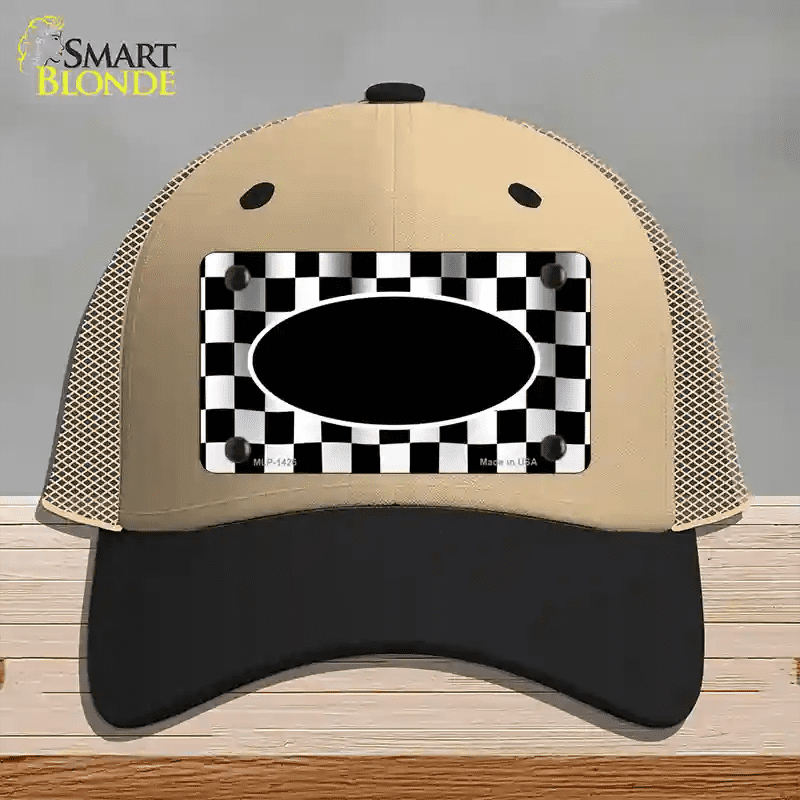 Waving Checkered Flag With Black Center Oval Novelty License Plate Hat ...