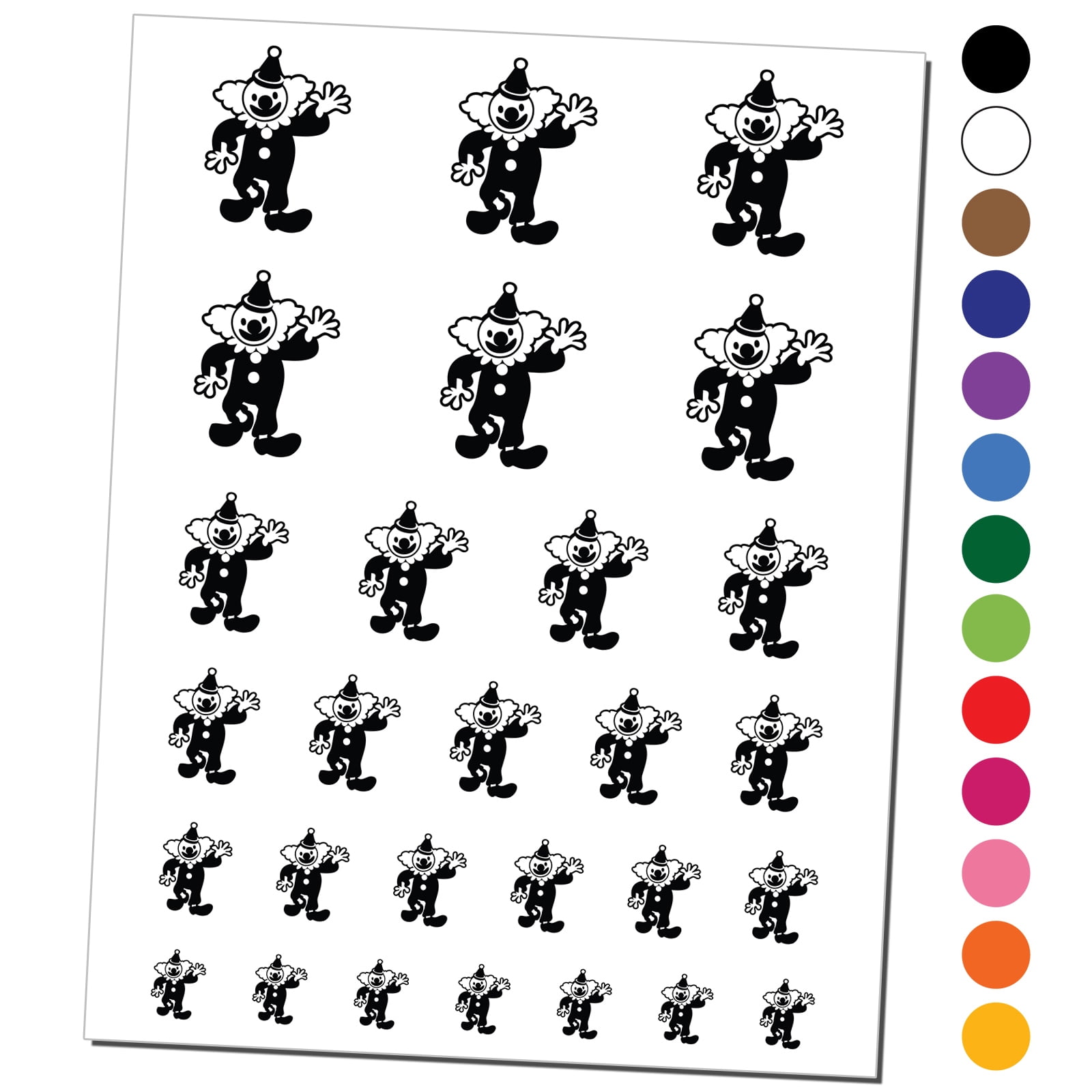 Waving Clown Circus Carnival Water Resistant Temporary Tattoo Set Fake ...