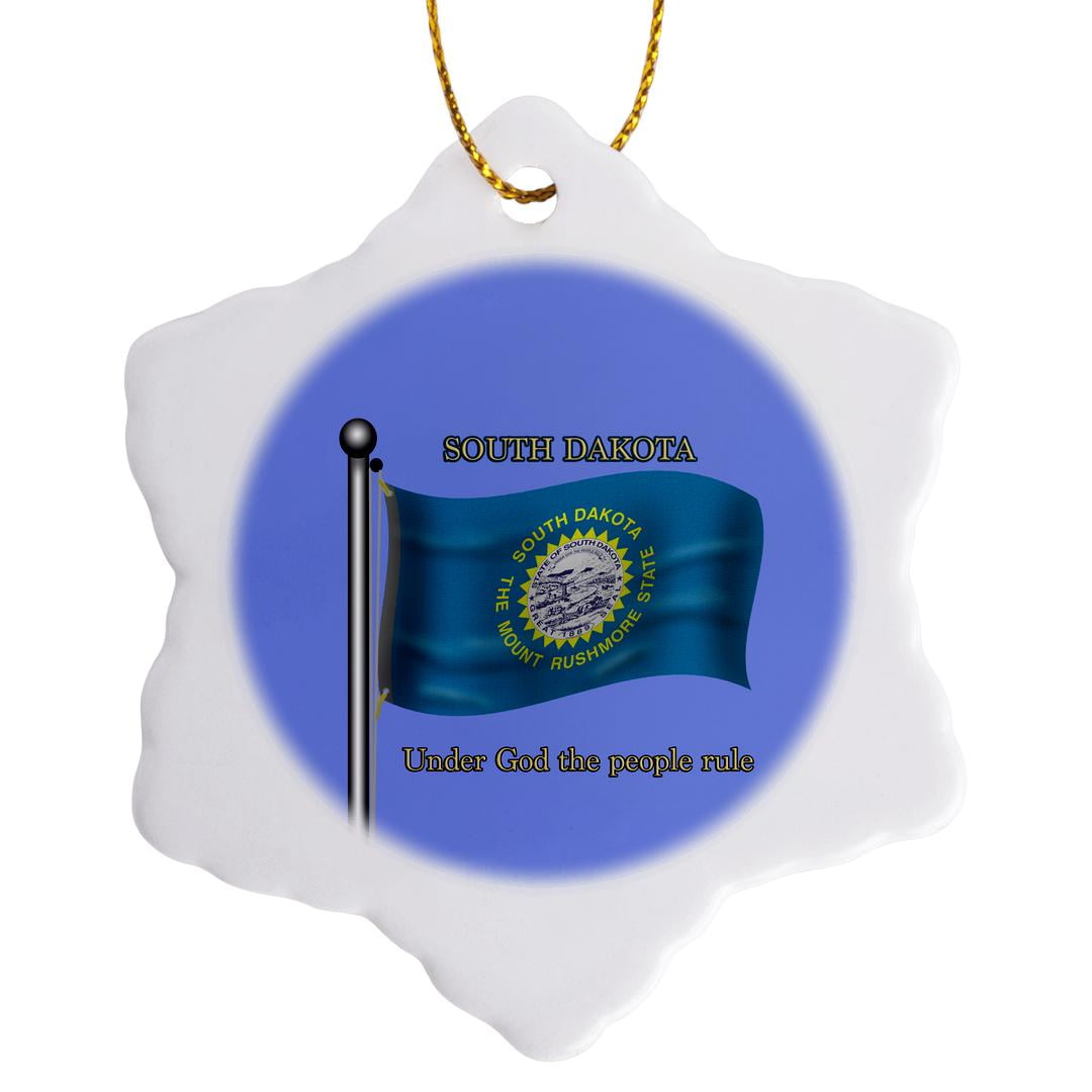 3drose, Waving Flag of South Dakota and State Motto on a Light Blue ...