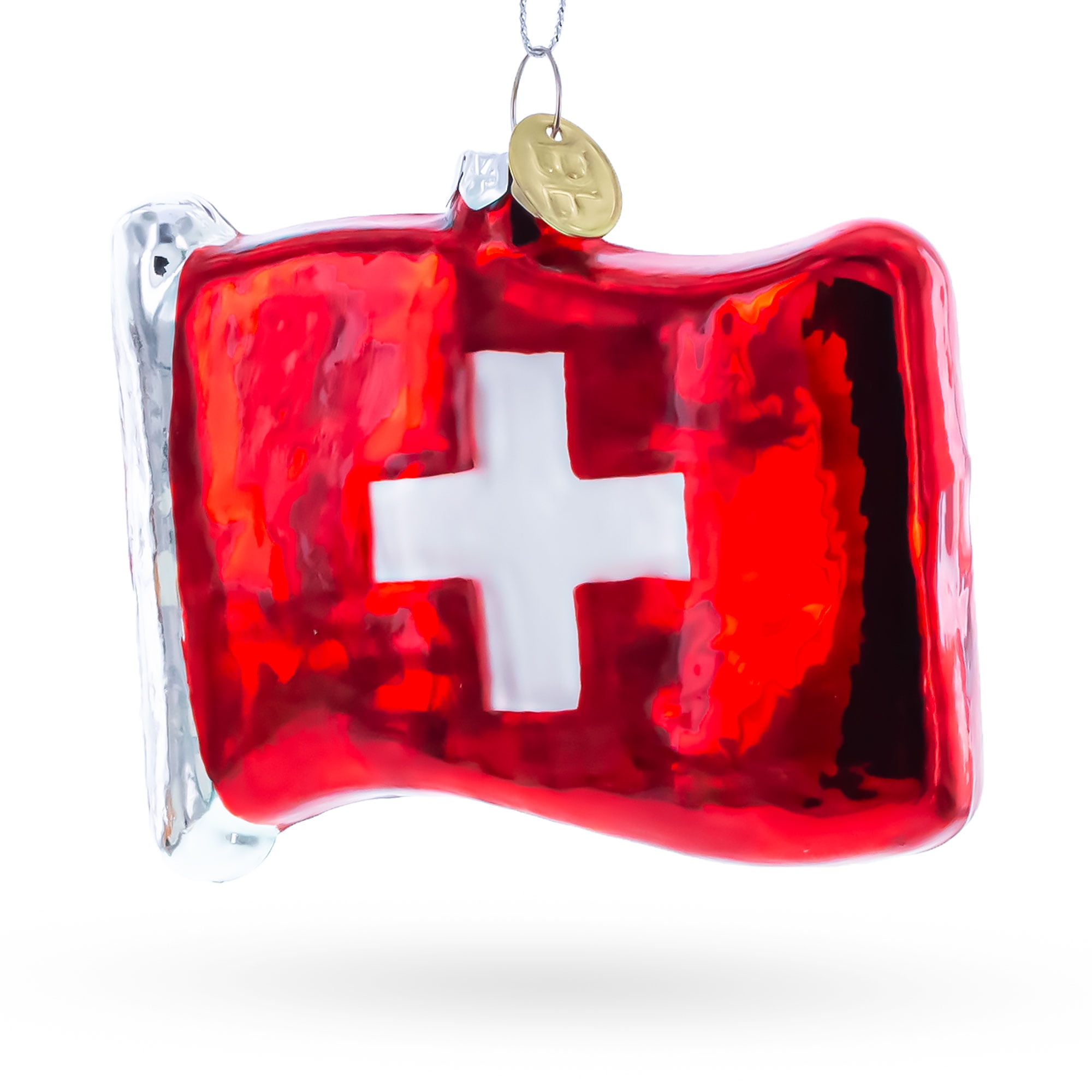 Waving Flag of Switzerland Glass Christmas Ornament - Walmart.com