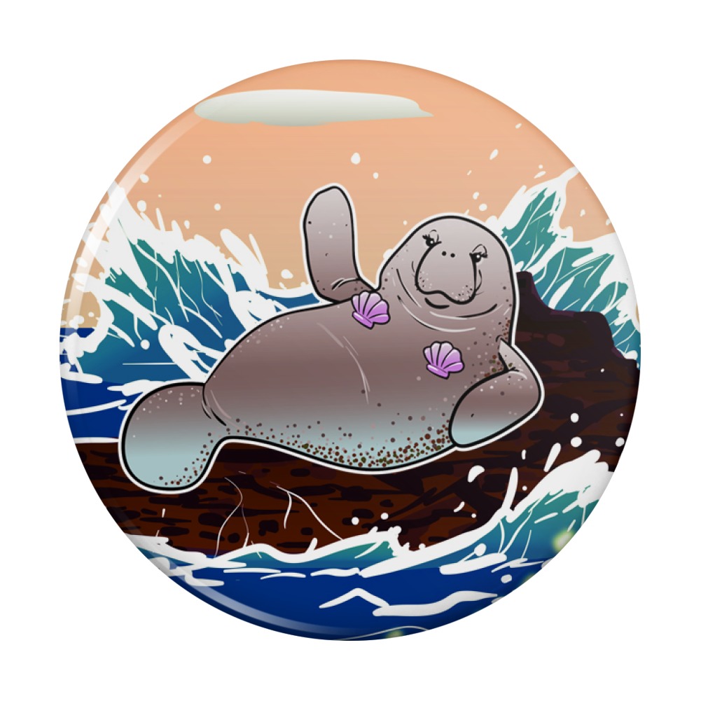 Waving Manatee Mermaid On Rocks And Waves Funny Kitchen Refrigerator ...