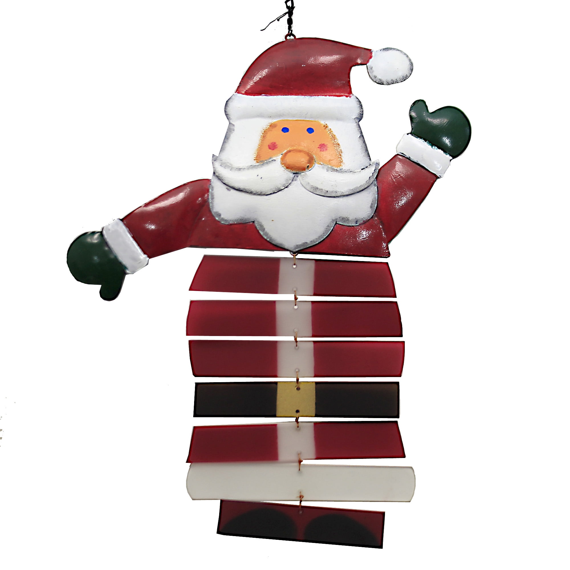 Waving Santa Mobile - One Mobile 19.25 Inch, Metal - Handcrafte Glass ...