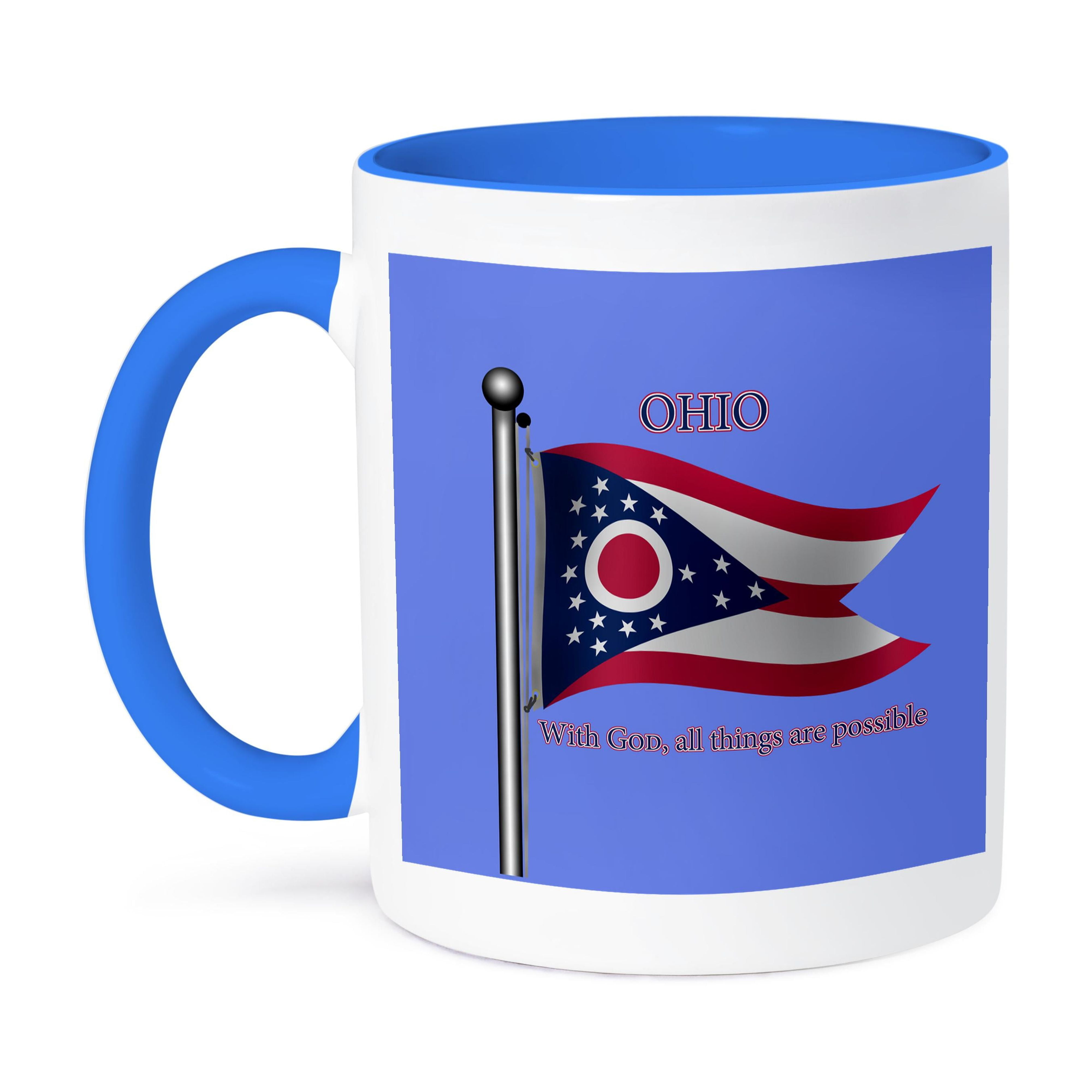 3dRose, Waving flag of Ohio on pole with state name and motto. , 11oz ...